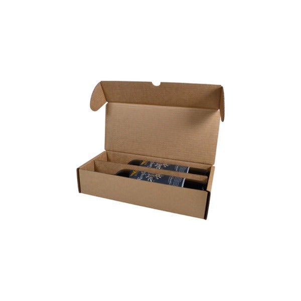 SAMPLE - B Flute - One Piece 330mm Double Wine Bottle Postage Box [REM ...